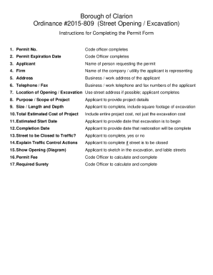 Fillable Online Instructions 2015-809 Permit Form Fax Email Print ...