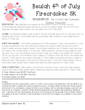 Fillable Online Firecracker 5K Form Fax Email Print - pdfFiller