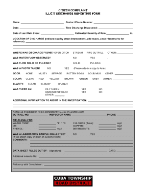 Fillable Online CTRD -- Illicit Discharge Complaint Form Fax Email ...
