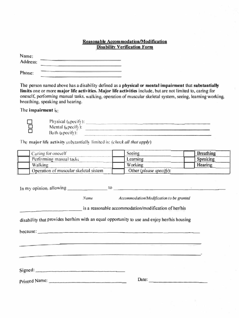 Fillable Online Request for Reasonable Accommodation/Modification ...