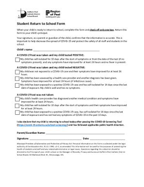 Fillable Online Student Return to School Form Fax Email Print - pdfFiller
