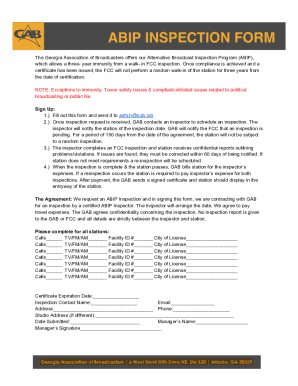 Fillable Online ABIP-Inspection-Form Fax Email Print - pdfFiller
