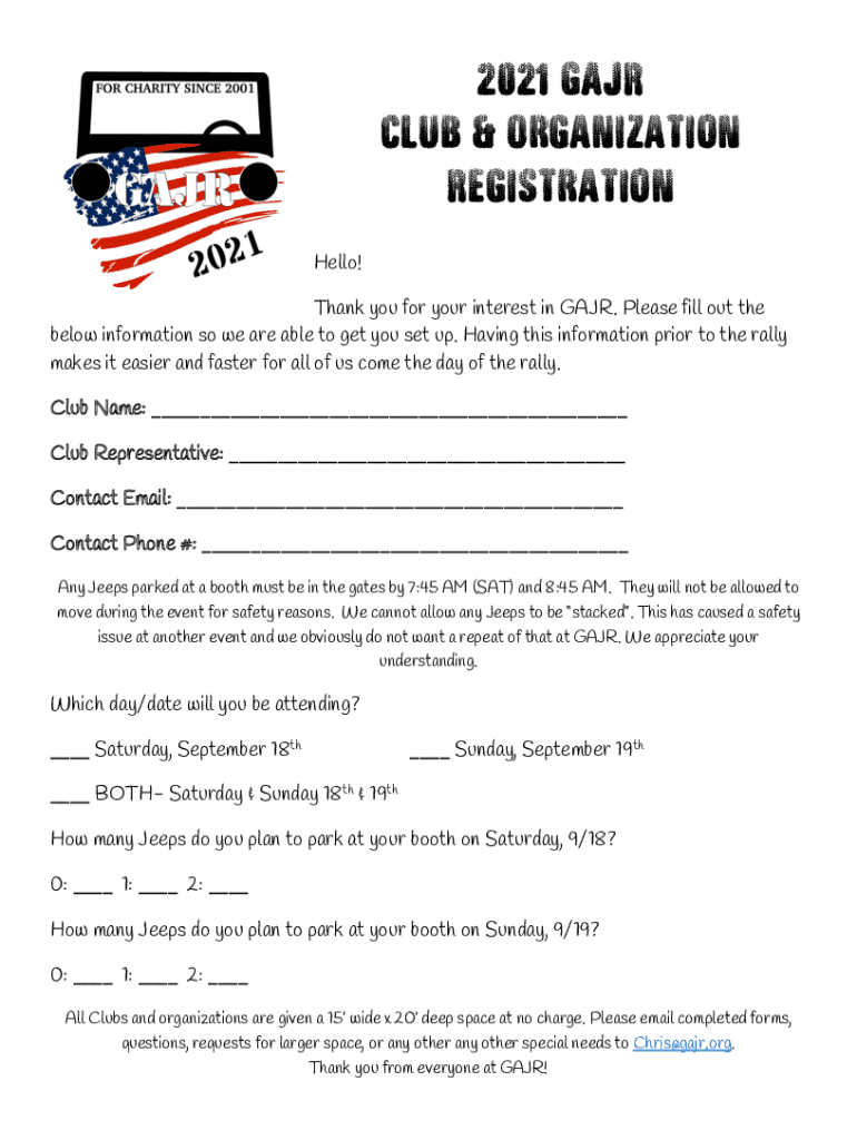 Fillable Online 2021 Club Orgs Form Word Fax Email Print - pdfFiller