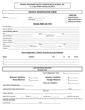 Fillable Online CHURCH REGISTRATION FORM - Bgmbcofgeorgiaorgb - Fill ...