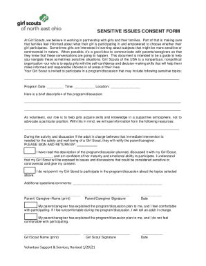 Fillable Online Sensitive Issues Consent Form. Sensitive Issues Consent ...