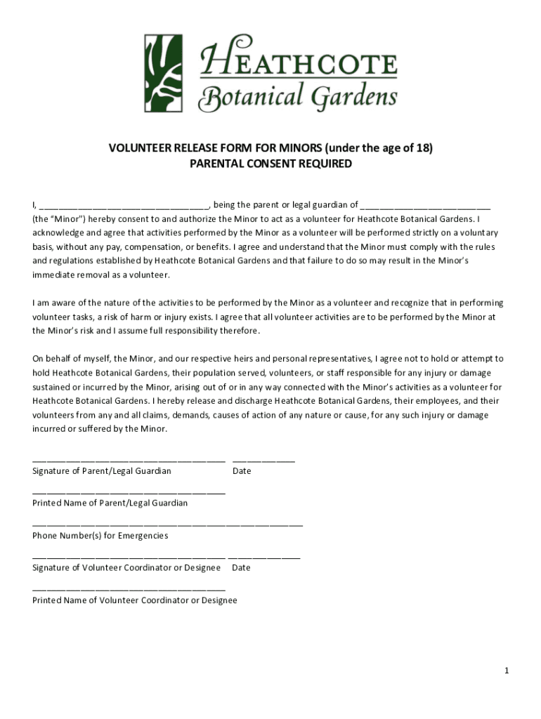 Fillable Online Volunteer Waiver and Release Form - National Council of ...VOLUNTEER RELEASE ...