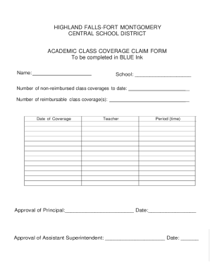 Fillable Online ACADEMIC CLASS COVERAGE CLAIM FORM Fax Email Print ...