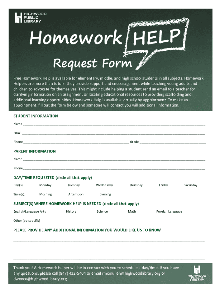 Fillable Online Homework Forms - Teachers Printables Fax Email Print ...