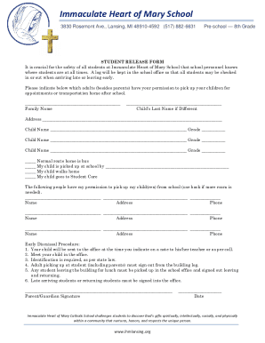 Fillable Online Student Release Form 2 Fax Email Print - pdfFiller