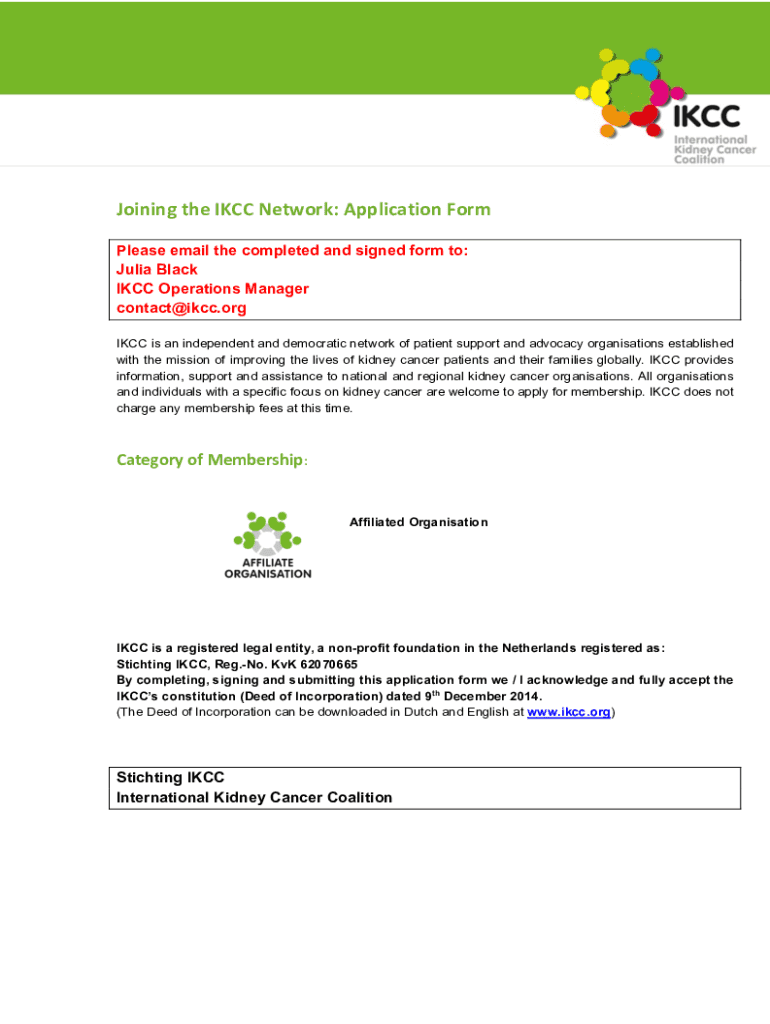 Fillable Online Joining the IKCC Network: Application Form Fax Email ...