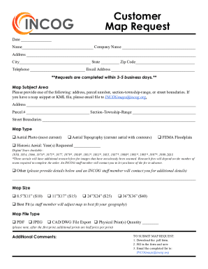 Fillable Online Customer Map Request - INCOG Fax Email Print - pdfFiller