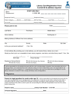 Fillable Online Library Card Registration Form - The Library ...