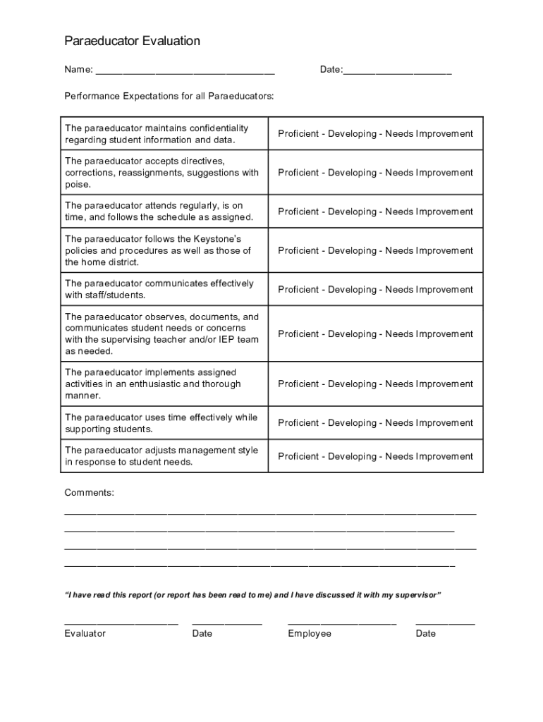 Fillable Online Para Evaluation Fax Email Print - pdfFiller