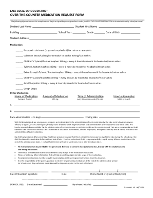Fillable Online OVER-THE-COUNTER MEDICATION REQUEST FORM Fax Email ...