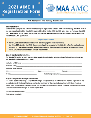 Fillable Online AIME II Registration Form Fax Email Print - pdfFiller