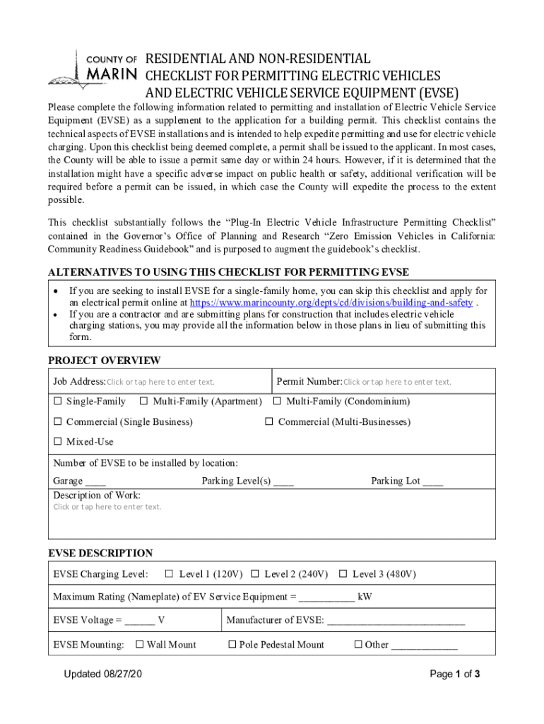 Fillable Online ELECTRIC VEHICLES & ELECTRIC VEHICLE SERVICE EQUIPMENT ...