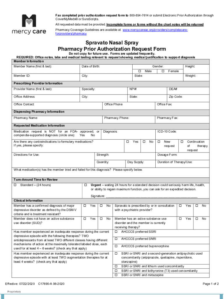 Fillable Online Spravato-Request-Form-MCAZ. Accessible PDF Fax Email Print - pdfFiller