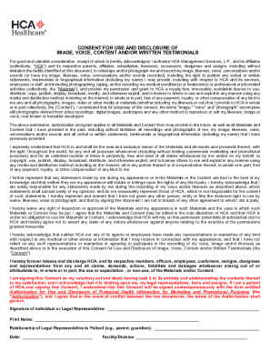 Fillable Online CONSENT FOR USE AND DISCLOSURE OF IMAGE, VOICE, CONTENT ...