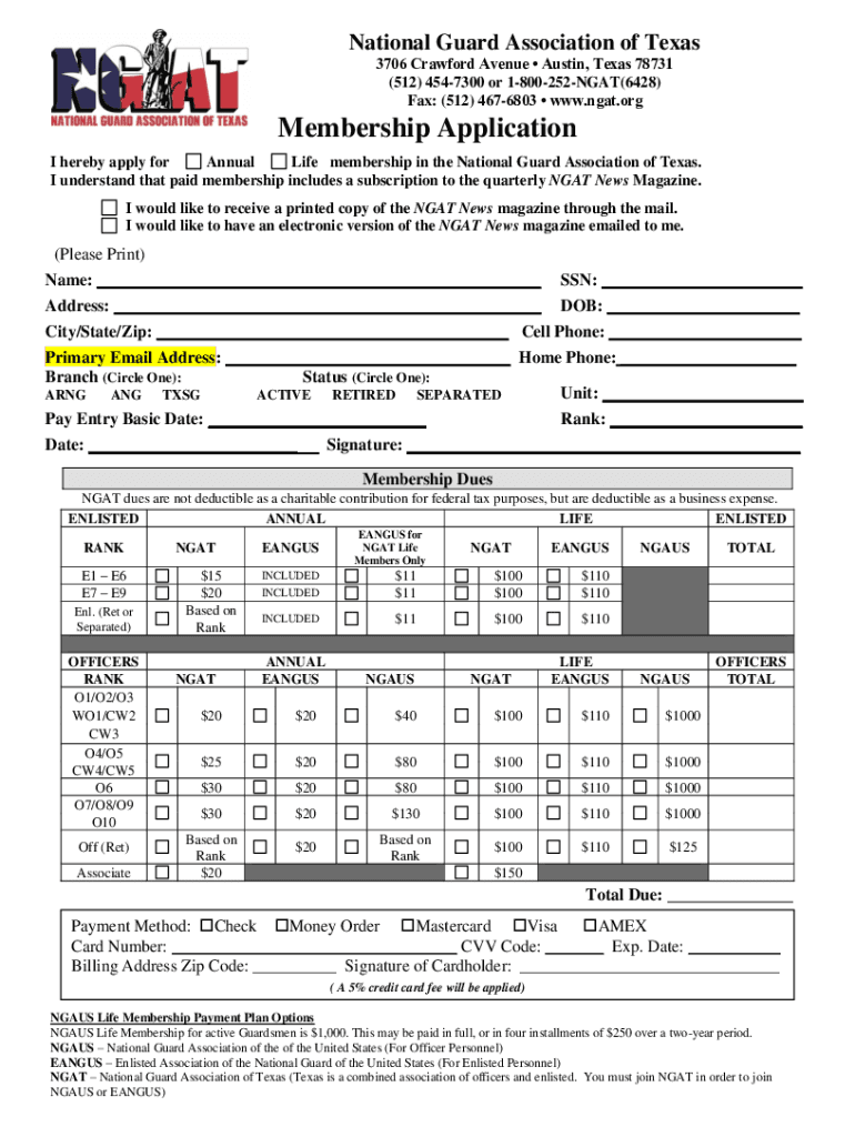 Fillable Online Membership Application - ngat.org Fax Email Print ...