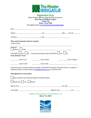 Fillable Online Master Irrigator Registration Form ... - northplainsgcd ...