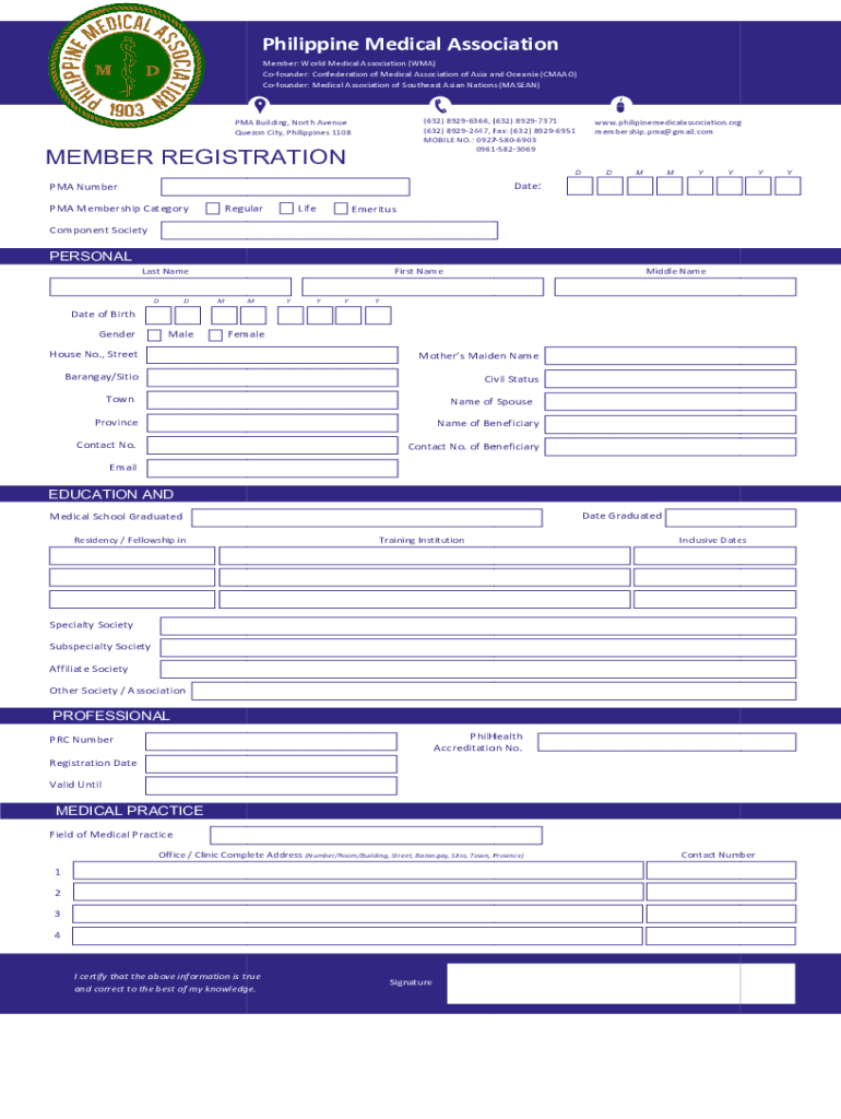Fillable Online Fillable Online PMA Registration Form Fax Email Print ...