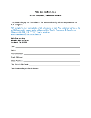 Fillable Online ADA Discrimination Complaint Process and Form Complaint ...