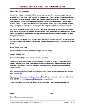 Fillable Online NOTA Special Event Trip Request Form Fax Email Print ...