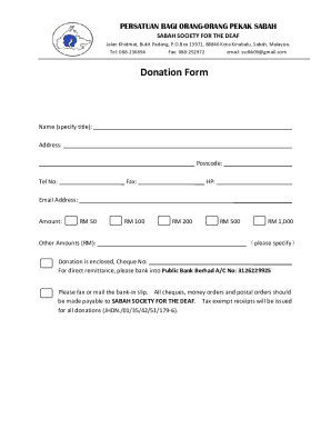 Fillable Online Church Name DONATION FORM Fax Email Print - pdfFiller