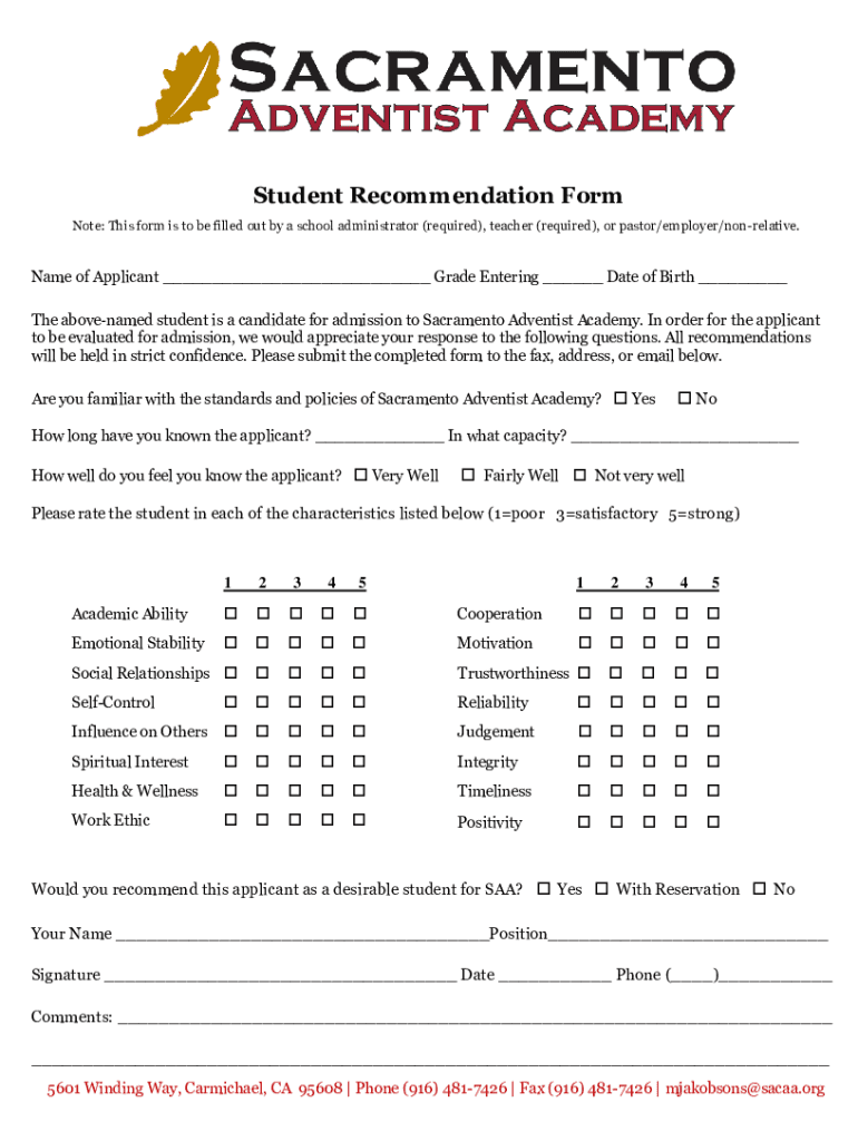 Fillable Online Samples of Reference and Recommendation LettersHigh ...
