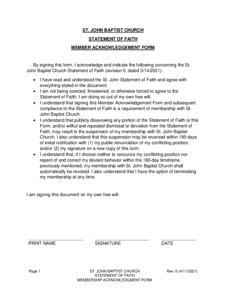 Fillable Online 3 Examples of Using A Church Statement of FaithSmart ...