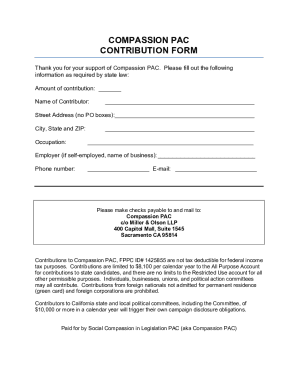 Fillable Online COMPASSION PAC CONTRIBUTION FORM Fax Email Print - pdfFiller