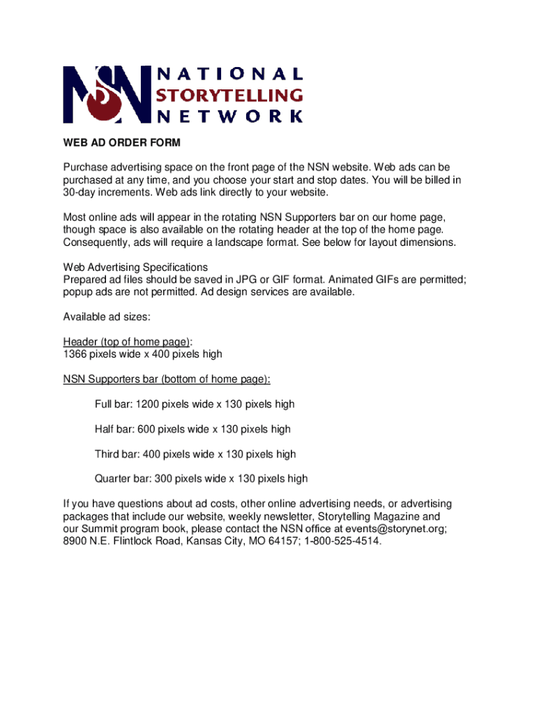 Fillable Online ADVERTISING SPACE ORDER FORM - NSTA Fax Email Print ...