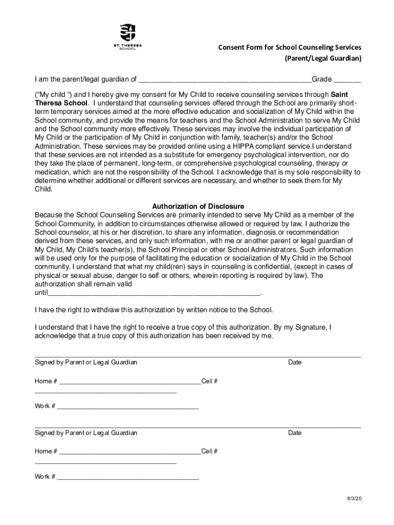 Fillable Online RIVERSIDE PUBLIC SCHOOL SCHOOL COUNSELING INFORMED ...