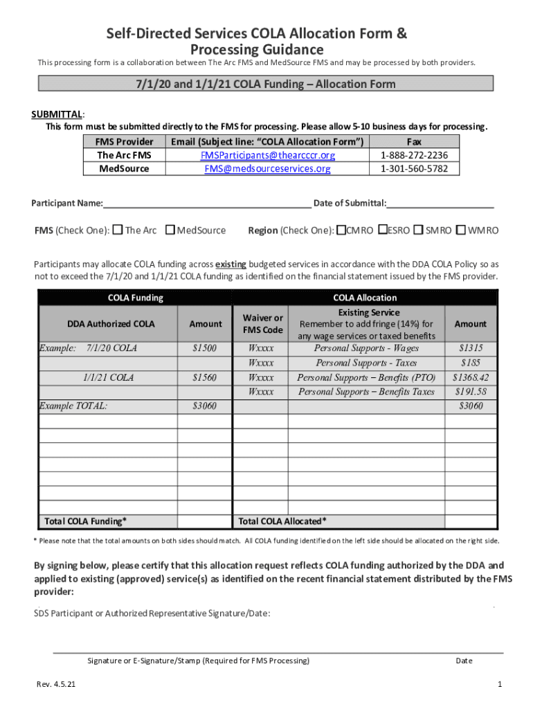 Fillable Online Self-Directed Services Guidance, Forms, and Webinars ...