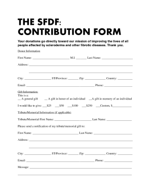 Fillable Online THE SFDF: CONTRIBUTION FORM Fax Email Print - pdfFiller