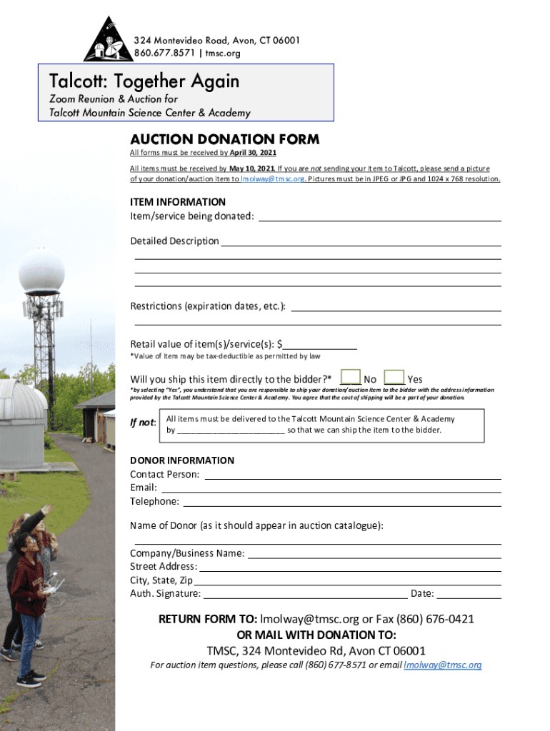 Fillable Online Zoom Auction Form.docx Fax Email Print - pdfFiller
