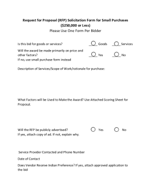 Fillable Online Request for Proposal (RFP) Solicitation Form for Small ...