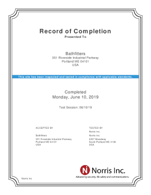 Fillable Online NFPA Record of Completion Report Fax Email Print ...