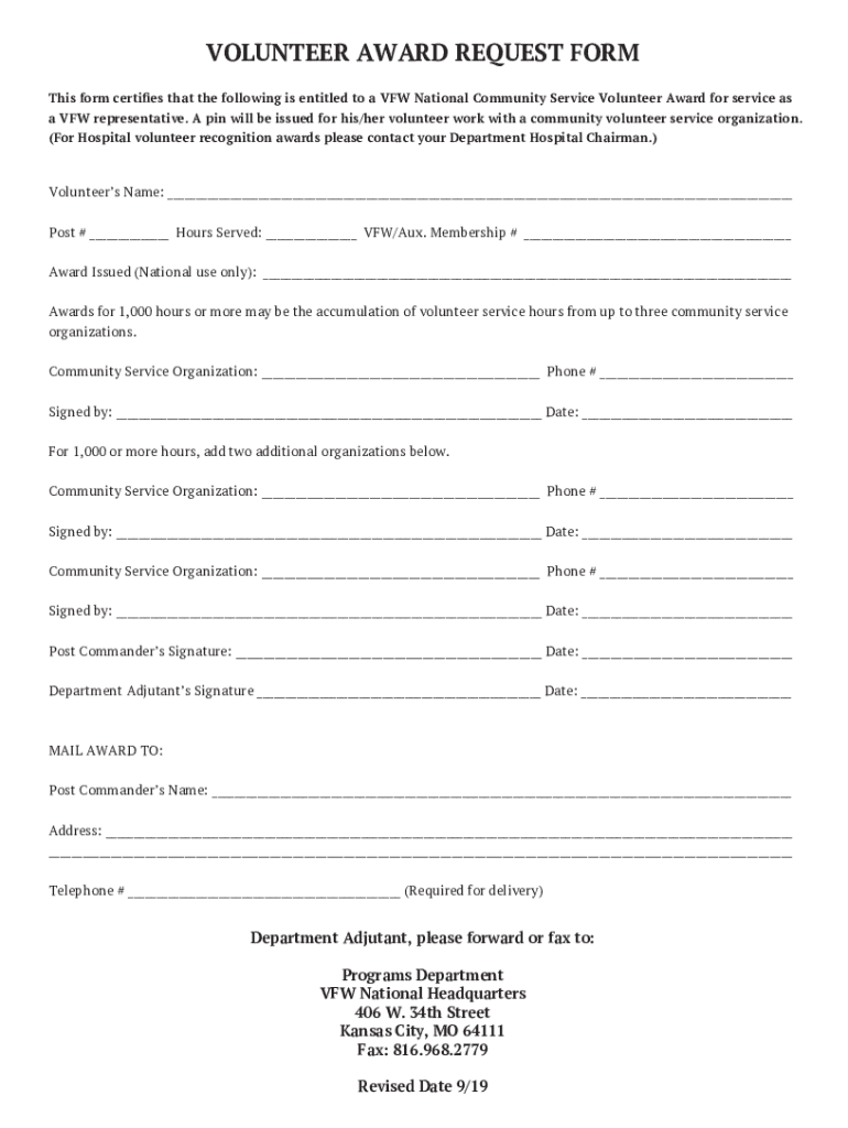 Fillable Online Earn the President's Volunteer Service Award (PVSA ...