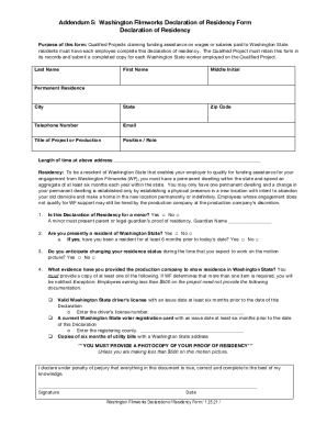 Fillable Online WF Declaration of Residency Form 01-25-21 Fax Email ...