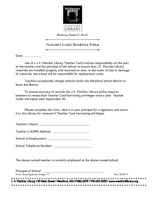 Fillable Online Teacher Card Renewal Form Fax Email Print - pdfFiller