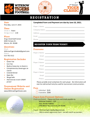 Fillable Online Golf - Registration Form 2021 Fax Email Print - pdfFiller