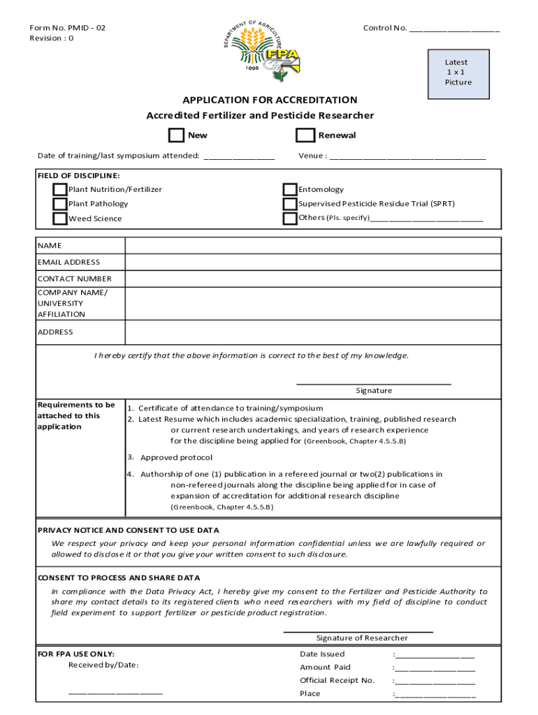 Fillable Online Form no. PMID - Department of Agriculture Fax Email ...