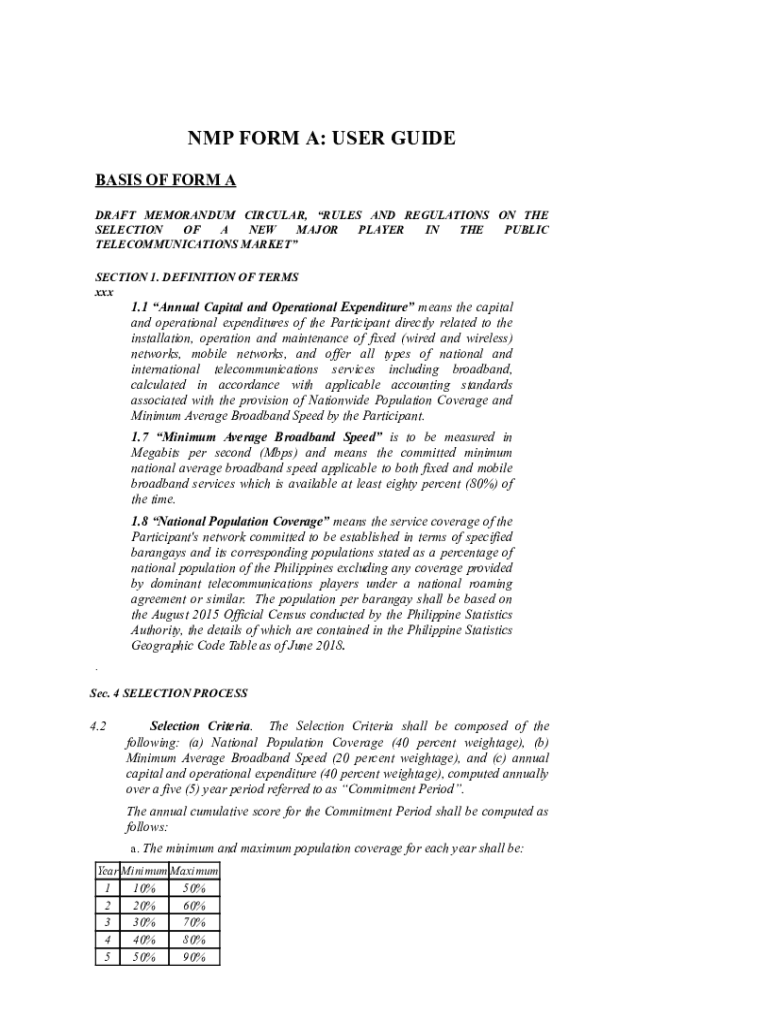 Fillable Online NMP FORM A: USER GUIDE - NTC Fax Email Print - pdfFiller