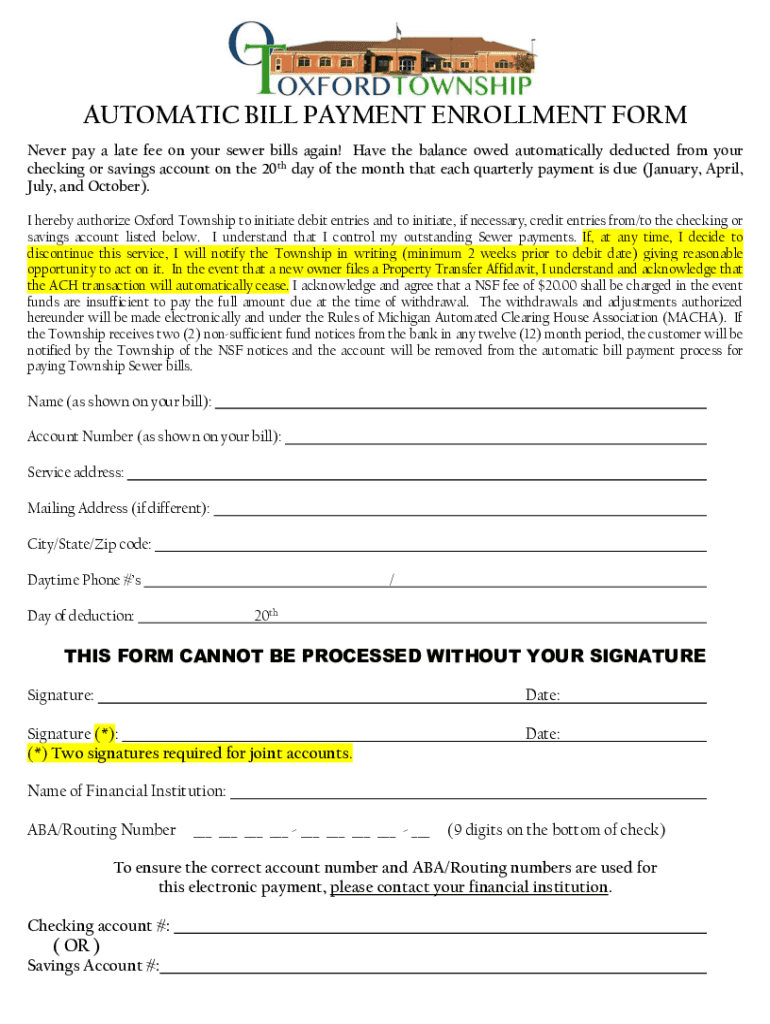 Fillable Online Automatic Bill Pay: How It Works and How to Do It ...