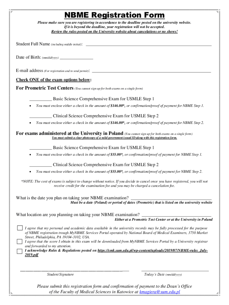 Fillable Online Part ExamsNBME5 Upcoming NBME Practice Exams: Forms 20 ...