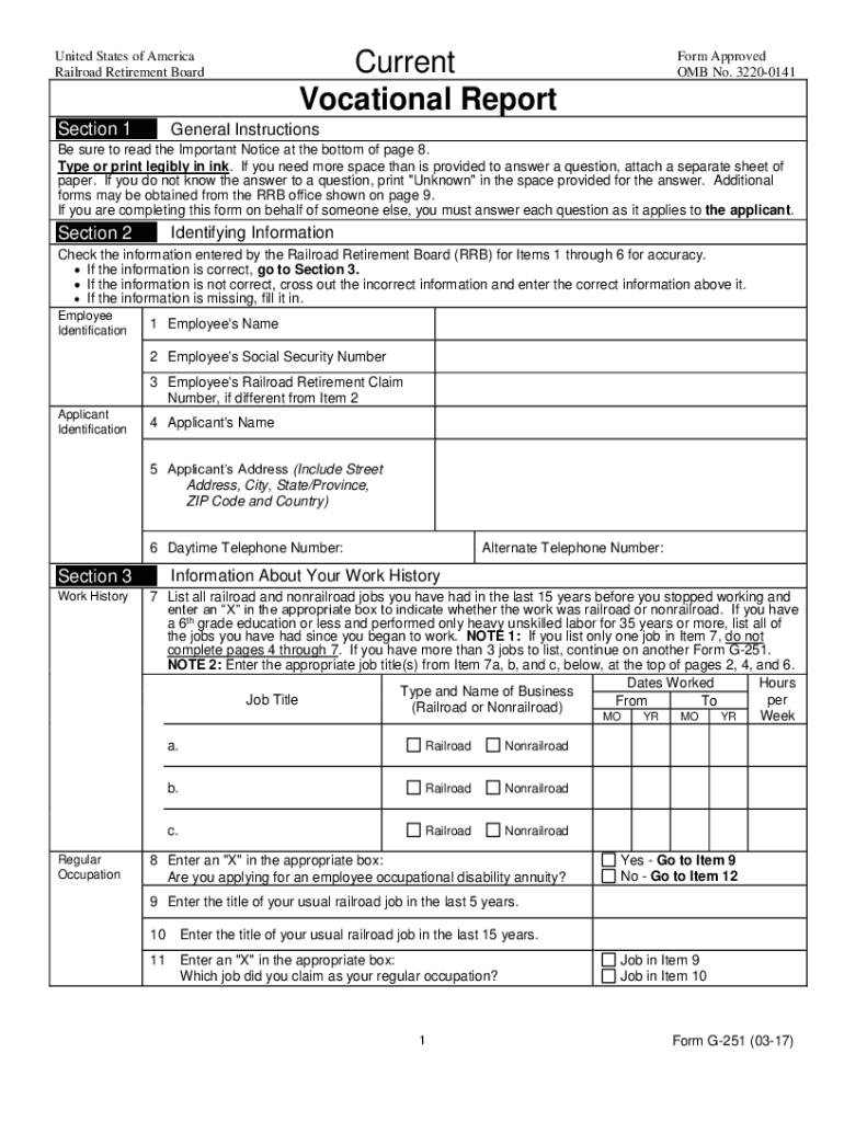 Fillable Online G-251 (03-17). Form Approved OMB No. 3220-0141 Fax ...