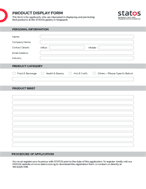 Fillable Online Product Display Form Fax Email Print - pdfFiller