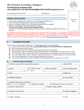 Fillable Online COLLABRATIVE TUITION PROGRAMME FEE WAIVER Application Form Fax Email Print ...