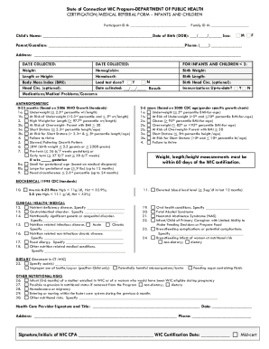 Fillable Online State Of Connecticut WIC ProgramDEPARTMENT OF PUBLIC ...